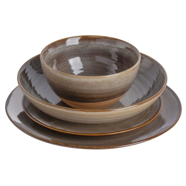 Gibson Elite Dreamweaver 16-Piece Double Bowl Reactive Glaze Terracotta ...