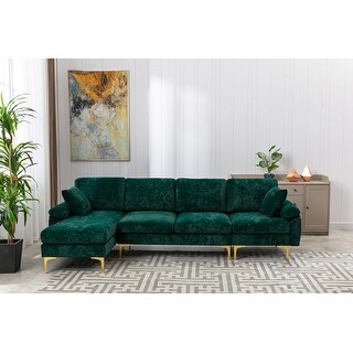 Mid-Century Modern 4-Person Sectional Sofa Polyester Padded Seat Living ...