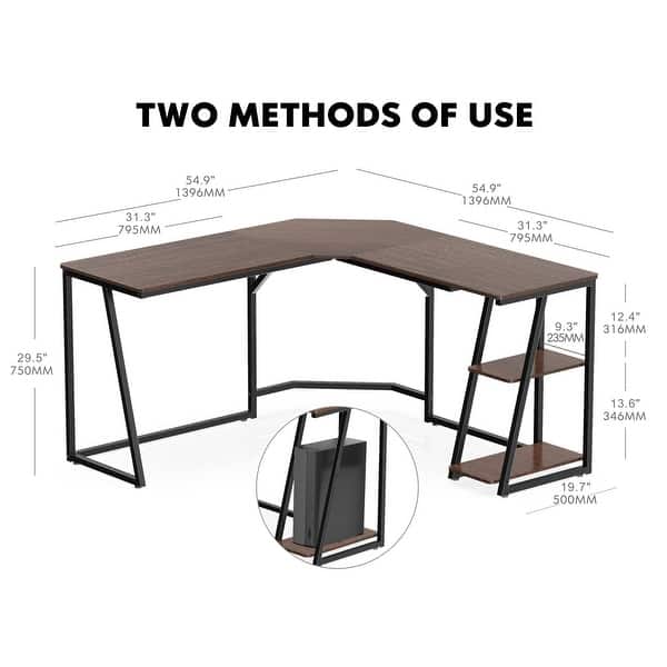 FITUEYES L Shaped Desk Study Workstation for Home and Office - Bed Bath ...