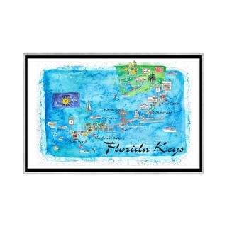 iCanvas "Florida Keys Key West Marathon Key Largo Illustrated Travel ...
