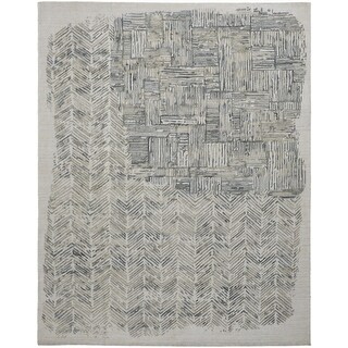 8' X 10' Green Blue And Ivory Abstract Hand Woven Area Rug - 3'6" - Bed ...