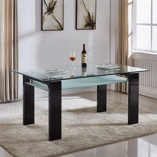 Double-Layer Tempered Glass Rectangular Dining Table - Bed Bath ...