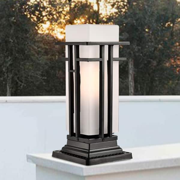 Black Outdoor Pier Mounted Light Fixture Waterproof Porch Post Lamp ...
