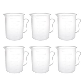 6pcs Laboratory Clear 300mL PP Plastic Graduated Measuring Cup Handled ...