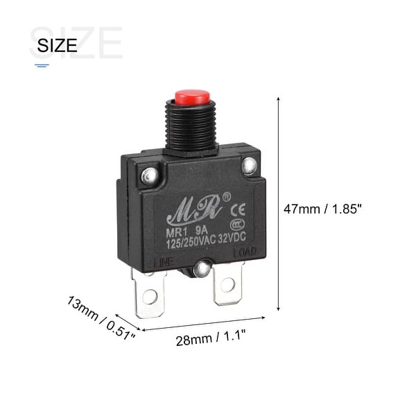Circuit Overload Protector 9A Push Button with Waterproof Caps 3pcs ...