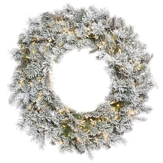 Vickerman 60" Flocked Kiana Artificial Christmas Wreath with Warm White ...