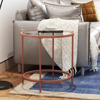 Coffee Table Tempered Glass Tabletop Storage Metal Legs Side Table ...
