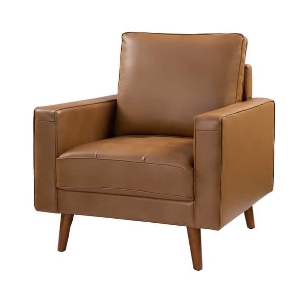 Elizabeth Mid-century Genuine Leather Arm Chair by HULALA HOME - On ...