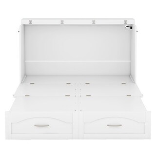 Full Murphy Bed w/ Built-in Sockets, USB Ports & Drawers,White - Bed ...