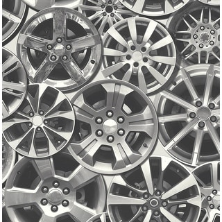 Seabrook Designs Woodward Stacked Wheels Unpasted Wallpaper - 20.5 in ...