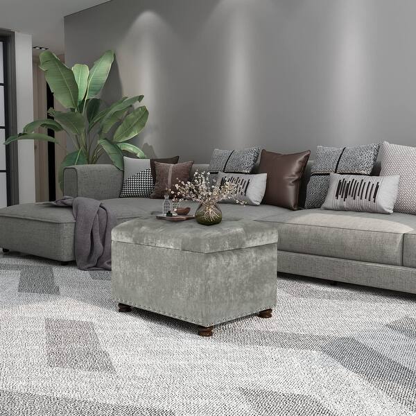 light grey rectangle ottoman