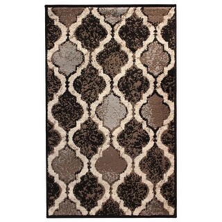 HomeRoots 5' X 8' Chocolate Quatrefoil Power Loom Distressed Area Rug ...