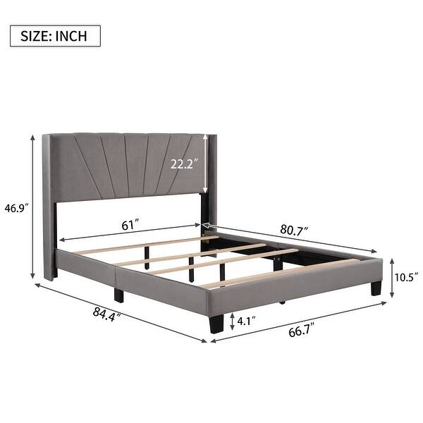 Queen Size Glam Velvet Wingback Upholstered Platform Bed - Bed Bath ...