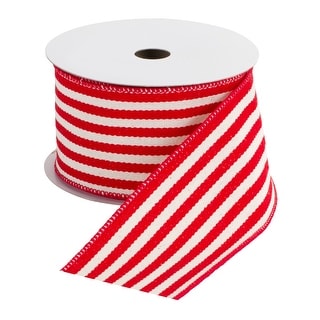 Red White Striped Ribbon (Set of 2) 2.5" x 10 Yds. - 6 x 6 x 2.5 - Bed ...