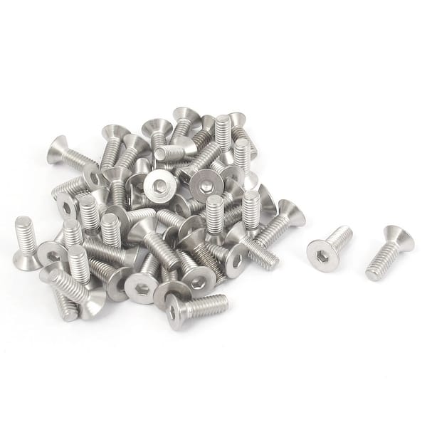 M4 x 12mm 304 Stainless Steel Hex Socket Countersunk Flat Head Screw Bolts 50PCS - Silver Tone ...