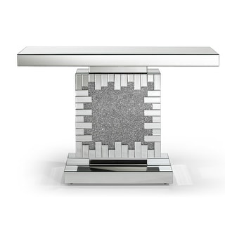 Decor 47.2 in. Silver Rectangle Glass Top Console Table - Bed Bath ...