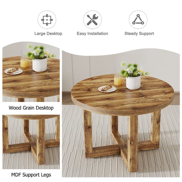 A modern and practical circular dining table. Made of MDF tabletop and ...