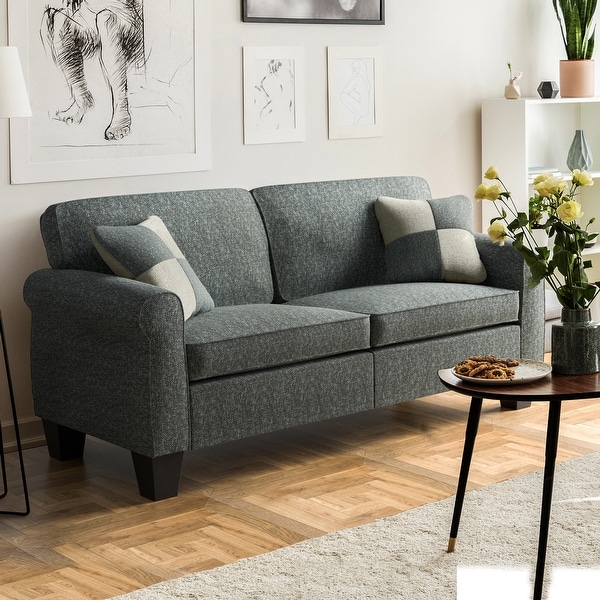Nele Transitional Linen Fabric Padded Sofa with Accent Pillows by Furniture of America Bed Bath Beyond 17522698