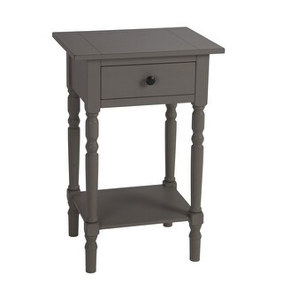 27 Inches Single Drawer End Table with Slatted Top, Matte Gray - Bed ...