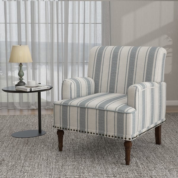 Upholstered Stripe Accent Chair Modern Armchair - On Sale - Bed Bath ...