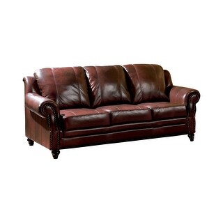 Upholstered Sofa with Rolled Arm in Burgundy - Bed Bath & Beyond - 35178299