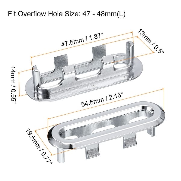 6Pcs 47.5x13mm Sink Trim Overflow Cover Rings Oval Hole Insert in Caps ...
