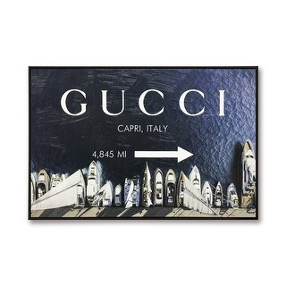 Capri Road Sign Modern Coastal Dock Photography Framed Wall Art With ...