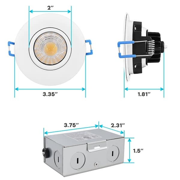 Luxrite 3 Inch Gimbal LED Recessed Light, 5CCT Selectable 2700K-5000K ...