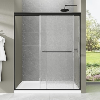 60in W x 70in H Sliding Shower Door With Rain Pattern Glass And Handle ...
