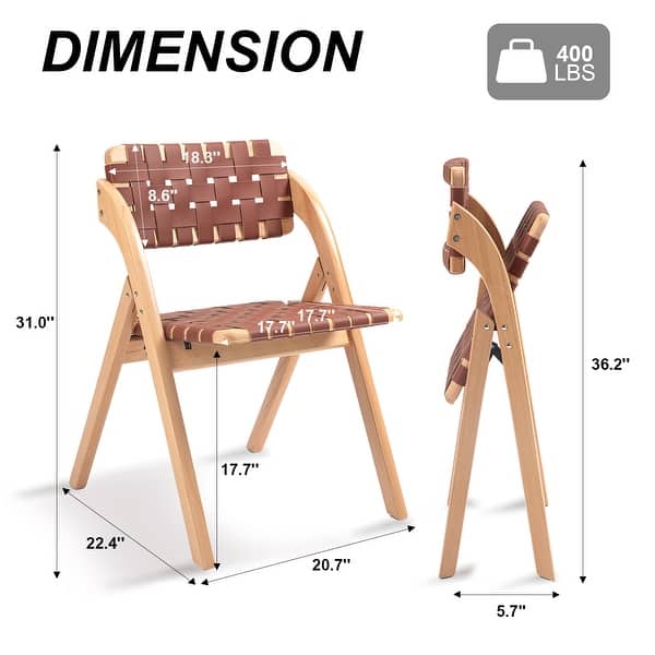 Wooden Folding Chairs Set of 2 With Woven Design - Bed Bath & Beyond ...