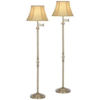 Traditional Brass Swing Arm Floor Lamps Set of 2 - 14" x 60" - Bed Bath ...