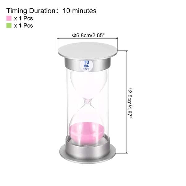10 Minute Sand Timer, Sandy Clock Count Down Sand Glass, Pink, Green Sands - Pink,Green - Bed ...