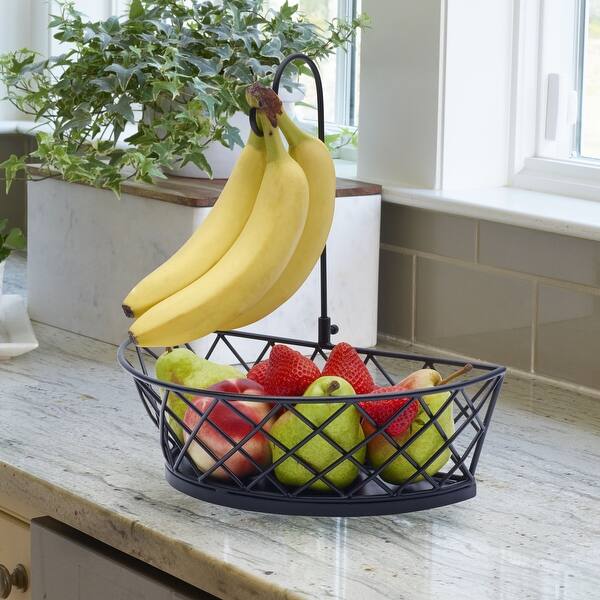 Gourmet Basics by Mikasa Lattice Farm Flat-back Basket w/Banana Hook ...