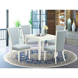 5-Piece Linen White Finish Solid Wood Top - Square Dining Room Set - Seats-4 - Bed Bath & Beyond ...