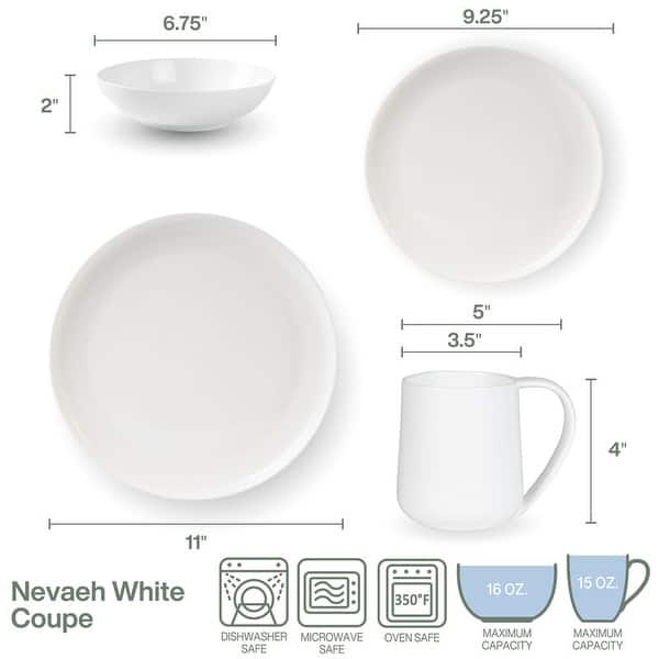 Fitz and Floyd Nevaeh White Coupe 16-Piece Dinnerware Set, Service for ...
