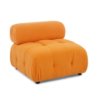 Button Tufted Single Sofa Velvet Reading Sofa Lazy Sofa Stools, Orange ...