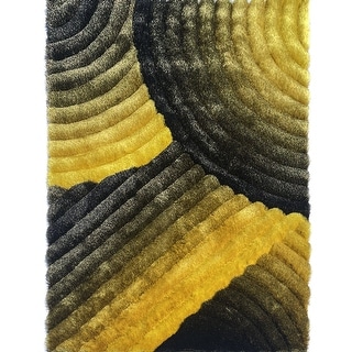 RugBerry Black Yellow Area Rug 3D Modern Abstract Soft Carpet - Bed ...