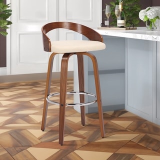 30 Inch Bar Stool with Curved Open Back and Swivel Mechanism - Bed Bath ...