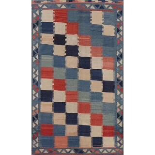 Checkered Kilim Qashqai Persian Vintage Rug Hand-Woven Wool Carpet - 4 ...