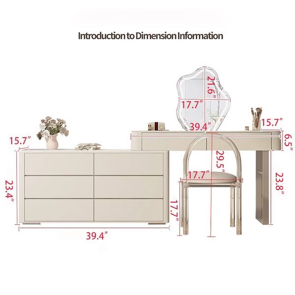 JASIWAY Modern Solid Wood Telescopic Makeup Vanity Desk - Bed Bath ...