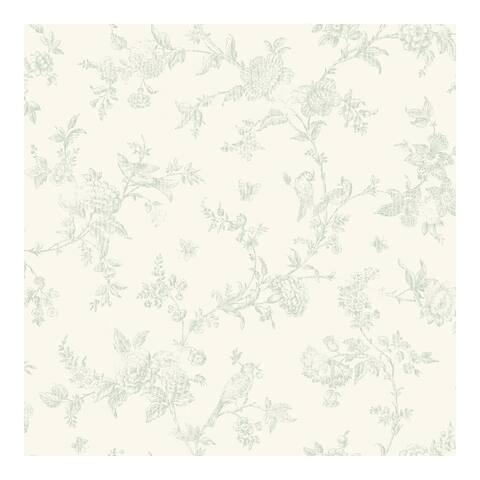 Chesapeake French Nightingale Sage Floral Scroll Wallpaper - 20.5 x 396 ...