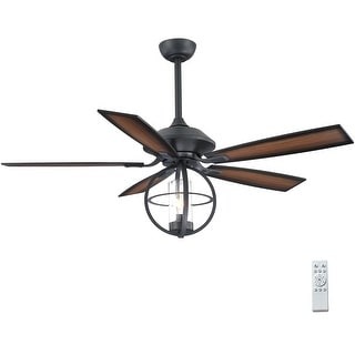 52" DC-Motor Outdoor Ceiling Fan Textured Black Finish with Handheld ...