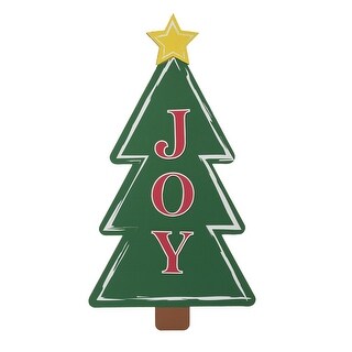 36.25" Green and Red "JOY" Christmas Tree Wall Decor - Bed Bath ...