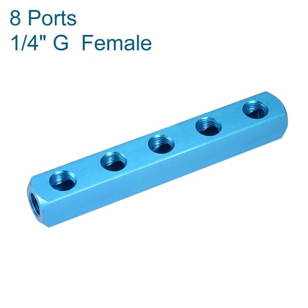 1/4"G Thread Pneumatic 8 Port 5Way Air Hose Inline Manifold Block ...