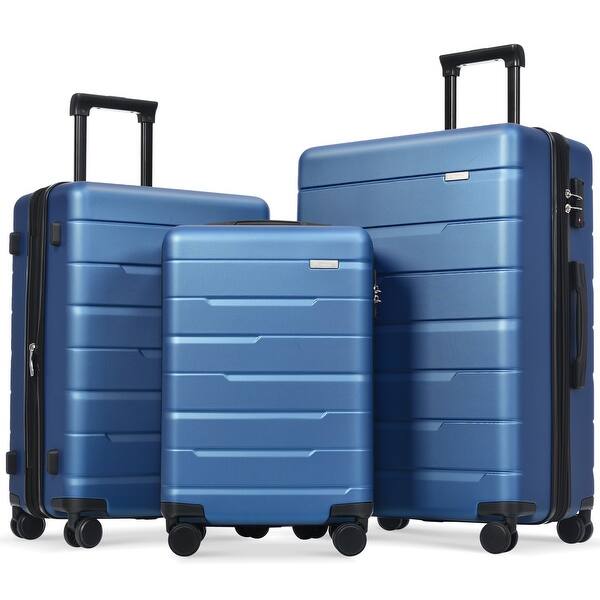 Navy Blue Suitcase Set, 3 Piece Suitcase Set with Spinner Wheels - Bed ...