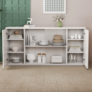 Modern Wood Side Cabinets with Glass Doors - Bed Bath & Beyond - 41050907