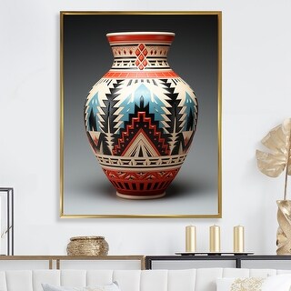 Designart "Native Pueblo Pottery II" Native American Art Framed Canvas ...
