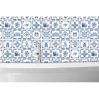 Walplus Dutch Blue Tile Stickers Peel and Stick Wall Stickers 6"x6 ...