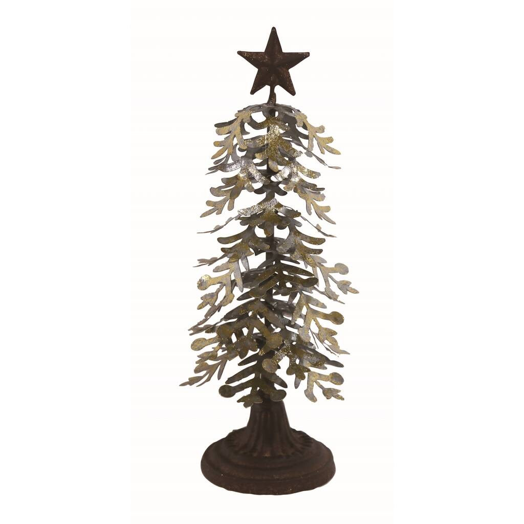Transpac Metal 10 in. Green Christmas Galvanized Tree Decor - Overstock ...
