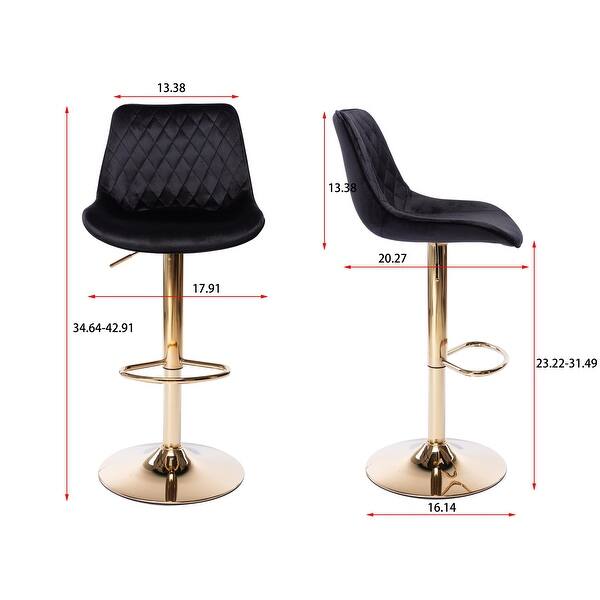 2 Pcs Ergonomics Swivel Bar Stools Velvet Adjustable Dining Chair - Bed ...